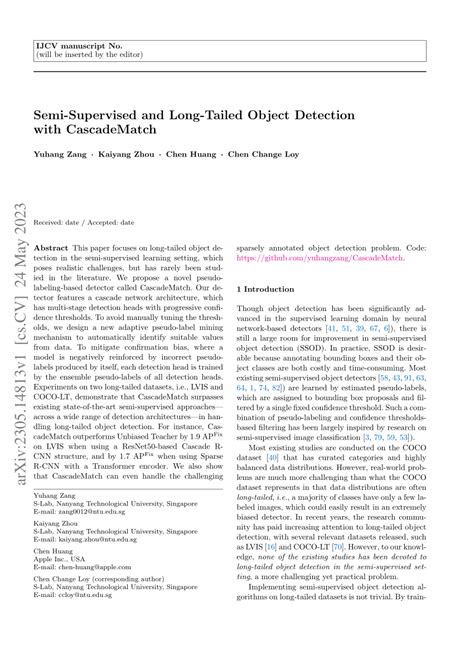 pdf semi supervised and long tailed object detection with cascadematch