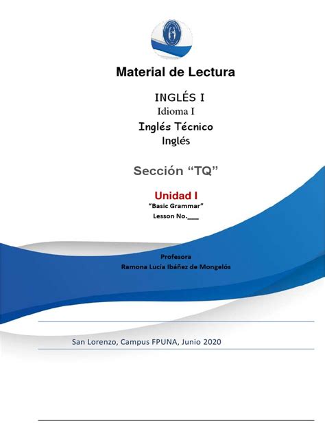 Lesson Inglés I Tq Lucía Ibáñez Pdf Pdf Conjugación