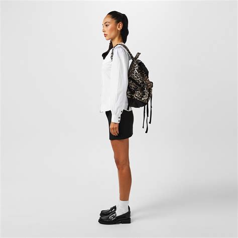 Ganni Leapard Tech Backpack Women Back Packs Flannels