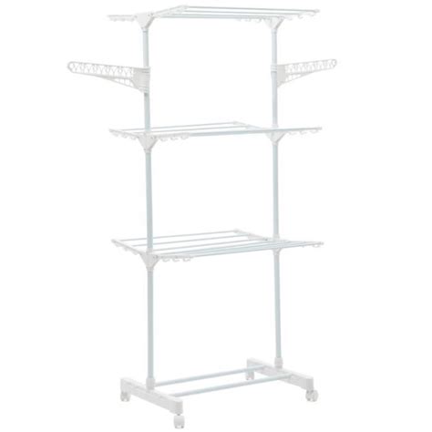 Idmarket Séchoir à Linge Inox Blanc Tour 3 Niveaux Pliable H145 Cm
