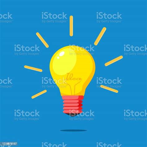 Ilustrasi Vektor Bola Lampu Dengan Sinar Bersinar Simbol Energi Dan Ide