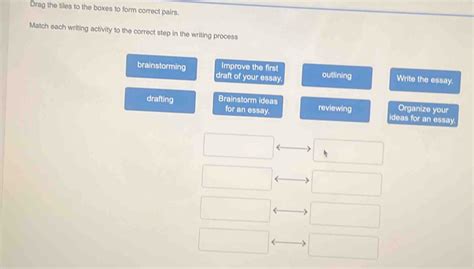 Solved Drag The Tiles To The Boxes To Form Correct Pairs Match Each Writing Activity To The