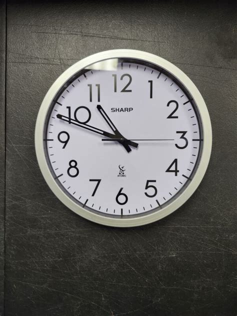 Sharp Atomic Analog Wall Clock 12 Silver Brushed Finish Sets