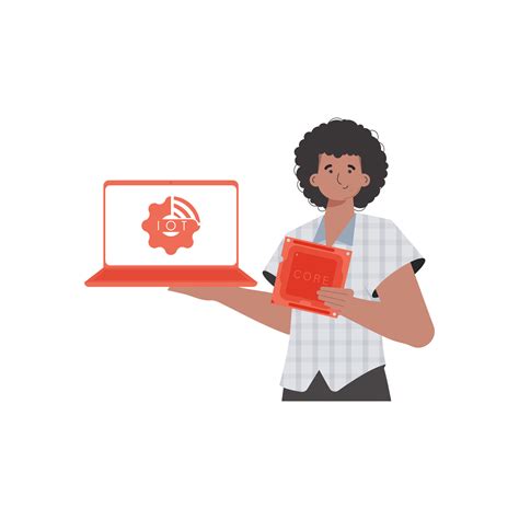 A Man Holds A Laptop And A Processor Chip In His Hands Iot And Automation Concept Isolated