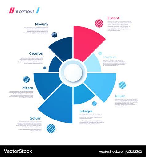 Pie Chart Concept With 8 Parts Template Royalty Free Vector