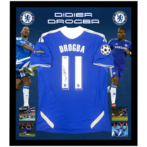 Soccer Didier Drogba Signed And Framed Chelsea Jersey Beckett Coa