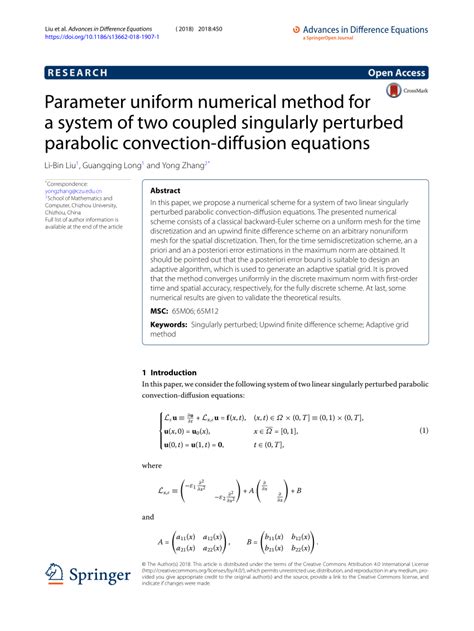 Pdf Parameter Uniform Numerical Method For A System Of Two Coupled