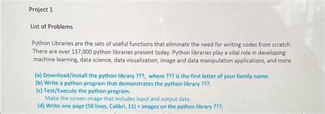 Solved List Of Problems Python Libraries Are The Sets Of