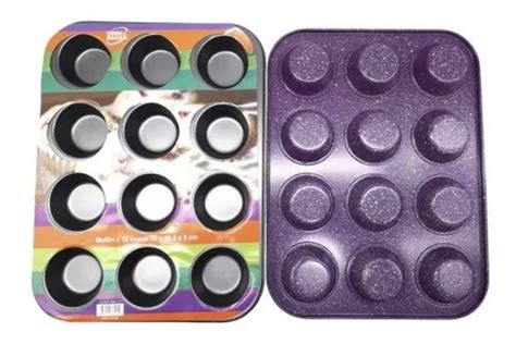 Molde De Teflon Muffins X12 Cupcakes Reposteria Antiadherent Color