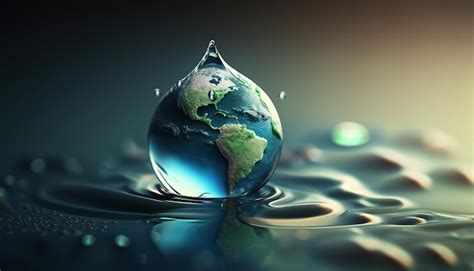 Premium Ai Image Ai Generated Illustration World Water Day Concept With World In Clean Water