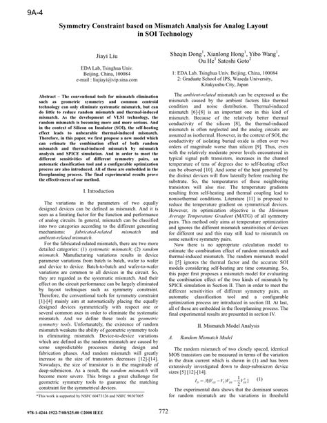 Pdf Symmetry Constraint Based On Mismatch Analysis For Analog Layout