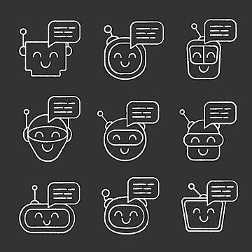 Chatbots Chalk Icons Set Smart Ai Sketch Vector Smart Ai Sketch PNG And Vector With
