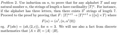 Solved Problem Use Induction On N To Prove That For Any Chegg Com