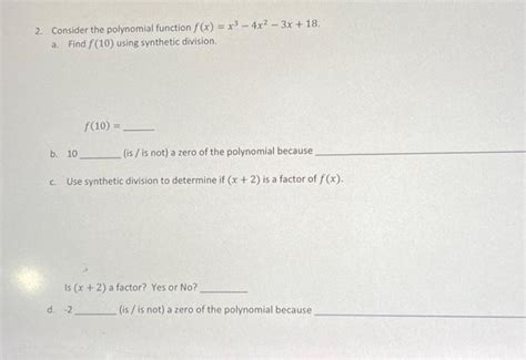 Solved 2 Consider The Polynomial Function