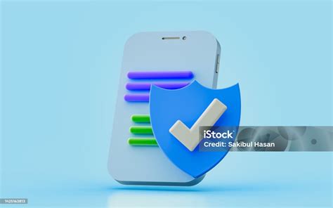 모바일 인터페이스 3d 일러스트 사용이있는 보안 실드 체크 마크 신뢰에 대한 스톡 사진 및 기타 이미지 신뢰 전화 3차원 형태 Istock