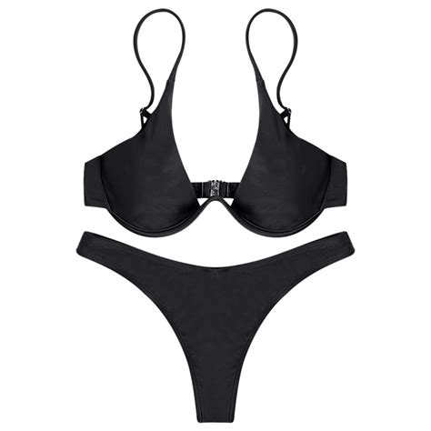 Spaghetti Strap Backless Padded Underwire Solid Color Low Waist Women
