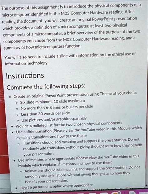Solved The Purpose Of This Assignment Is To Introduce The Physical
