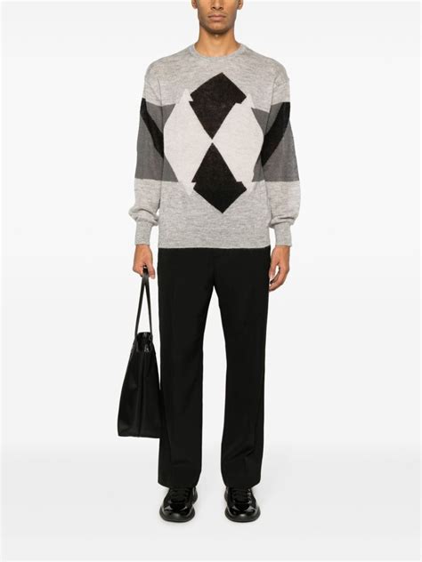 Neil Barrett Argyle Check Pattern Jumper Grey Farfetch