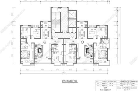 一梯两户高层住宅标准层建筑平面图施工图下载 Id1152255379【知末网】