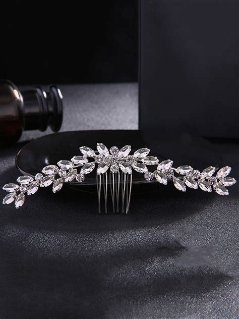 Buy Yellow Chimes Women White Silver Toned Flower Crystal Bridal Comb