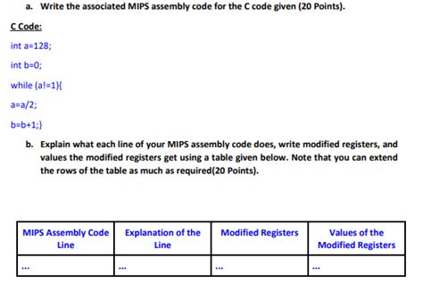 Solved B Explain What Each Line Of Your Mips Assembly Code