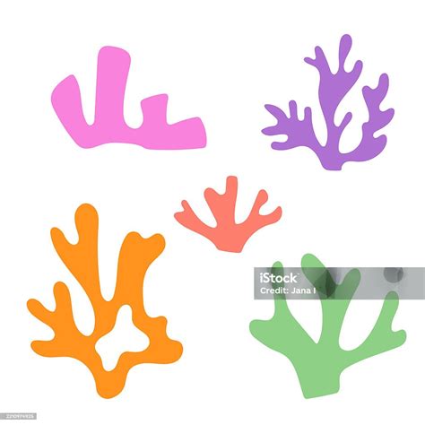 파스텔 산호 일러스트레이션 세트 바다 해양 생물 및 자연에서 영감을 받은 디자인을 위한 부드러운 색상의 수중 산호초 컬렉션 0명에 대한 스톡 벡터 아트 및 기타 이미지
