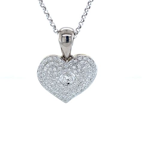 Three Carat Diamond Keepsake Heart 18 Karat White Gold Pendant Necklace