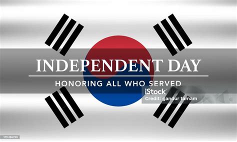 한국의 행복한 독립운동의 날 벡터 배너 인사말 카드 8 월 15 일 한국의 사실적인 물결 모양의 깃발 국가 애국 휴일 수평 디자인 개념에 대한 스톡 벡터 아트 및 기타