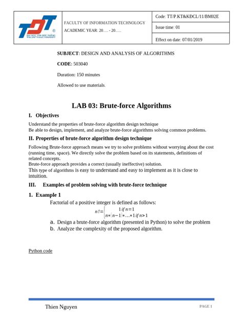 Lab03 Pdf Algorithms Computational Complexity Theory
