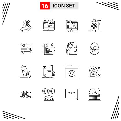 Set Of 16 Vector Outlines On Grid For Configuration Smart News Devices