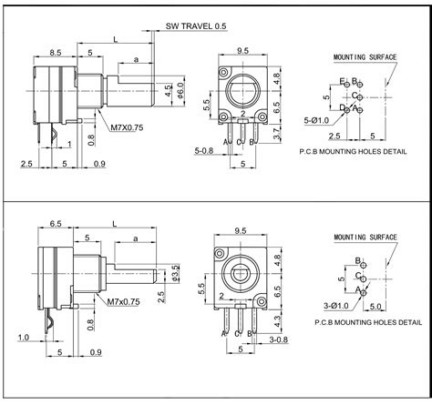 Ec09 미니 사이즈 9mm 스루 홀 직각 Ra 증분 로터리 샤프트 인코더 인코더 및 가변저항 네오일렉트론