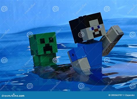 Lego Minecraft Figure Of Main Character Steve With Raised Hand Escaping