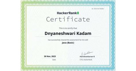 dnyaneshwari kadam on linkedin hackerrank skill certificate