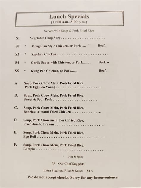 Menu At Hong Kong Garden Restaurant Anacortes