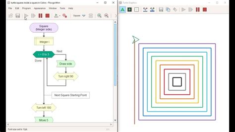 flowgorithm turtle graphics enclosed squares easy coding youtube