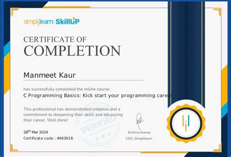 Manmeet Kaur On Linkedin I Recently Completed A C Programming Course