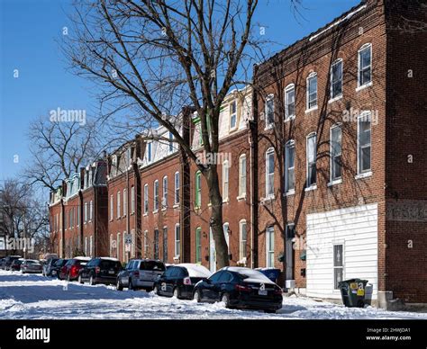 Residential Buildings In St Louis South City During The Winter Stock
