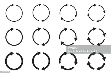 Circle Arrows Set Rotate Refresh Reload Icons Stock Illustration Download Image Now Arrow