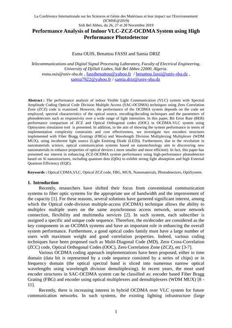 Pdf Performance Analysis Of Indoor Vlc Zcz Ocdma System Using High Performance Photodetector