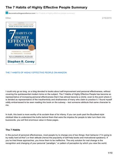 The 7 Habits Of Highly Effective People Summary Pdf