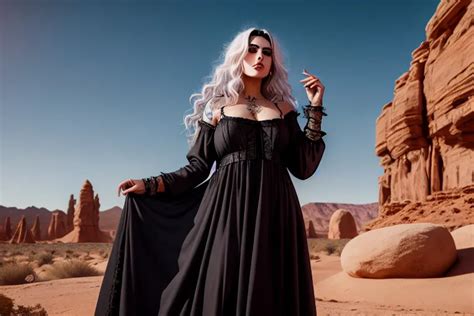 Dopamine Girl A Photograph Of A Wizard Wearing Nightgown Standing In The Desert Five Slender