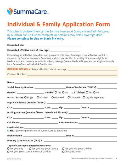 Fillable Online Get The Free Application Form Open Enrollment Summacare Fax Email Print