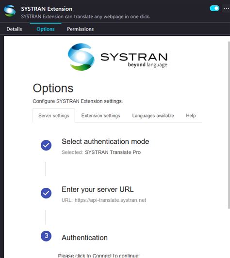 How To Activate Systran Extension — Browser Extensions Documentation