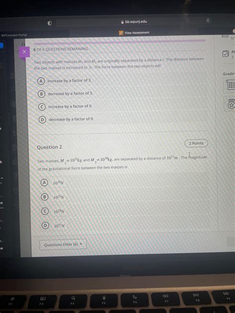 Solved Two Objects With Masses M1 And M2 Are Originally
