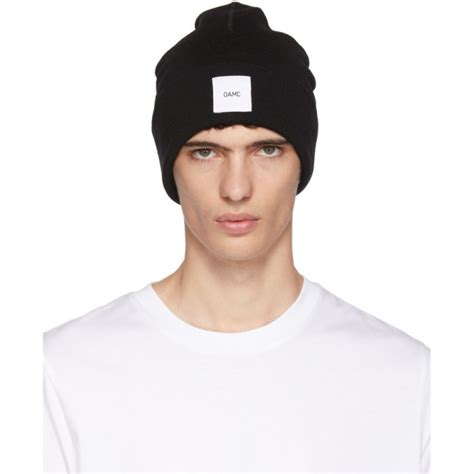 Oamc Black Logo Watch Beanie Oamc