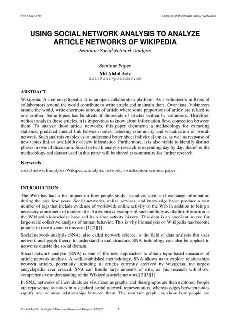 Pdf Using Social Network Analysis To Analyze Article Networks Of