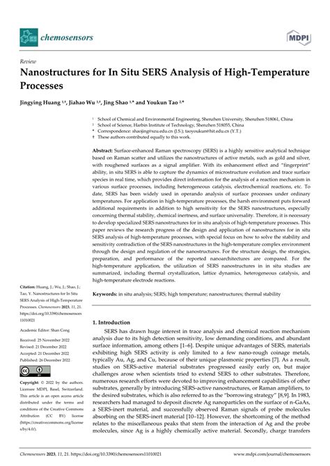 Pdf Nanostructures For In Situ Sers Analysis Of High Temperature Processes