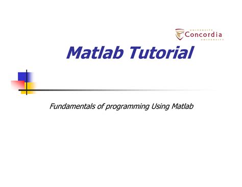 Matlab Tutorial Studocu