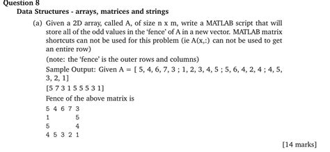 Question Data Structures Arrays Matrices And Strings A Given A