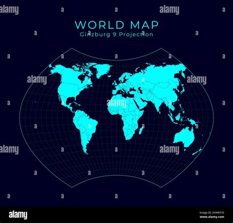 Map Of The World Ginzburg Ix Projection Futuristic Infographic World